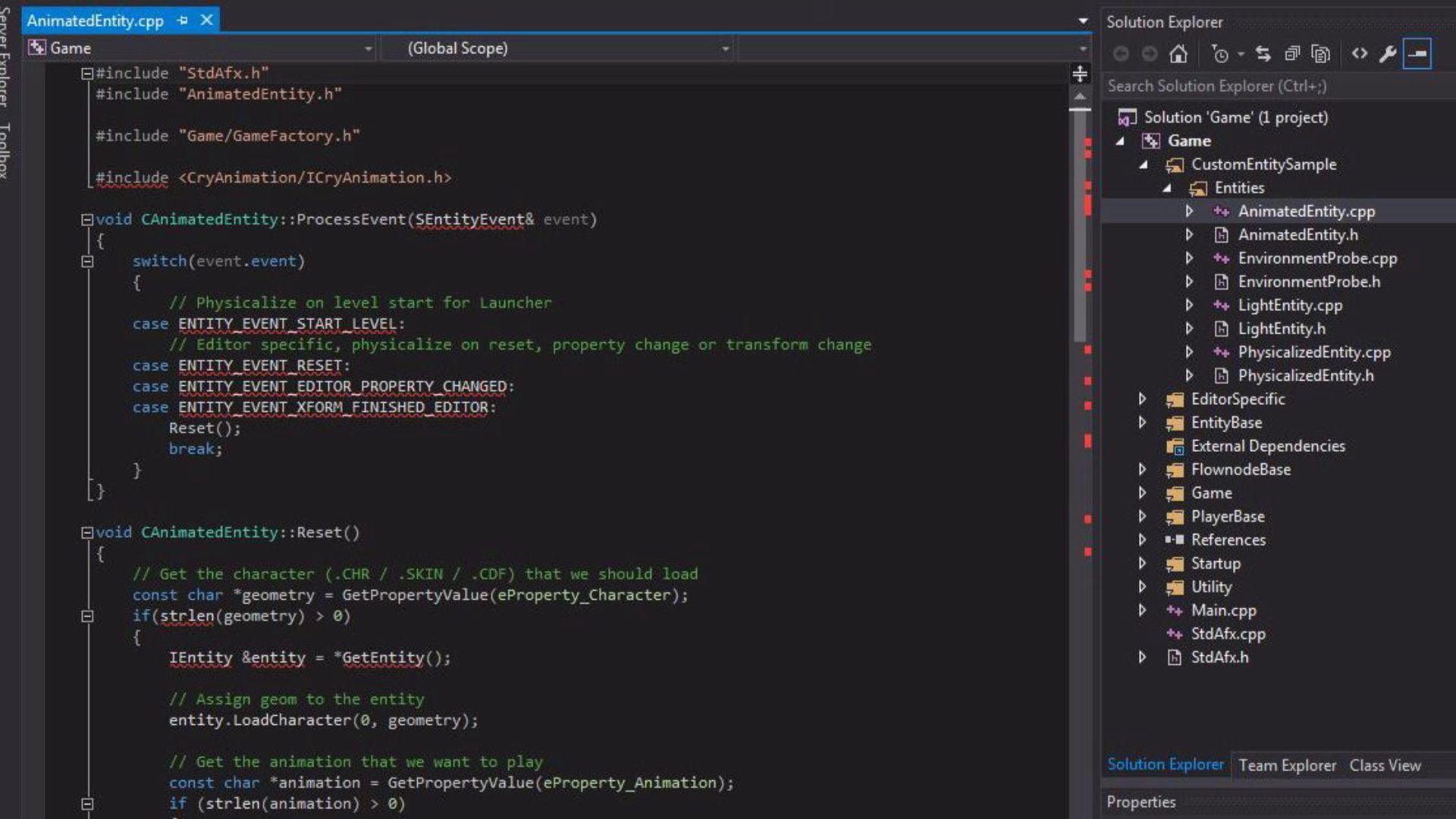 Cryengine Asset Database Custom C Entity Game Sample
